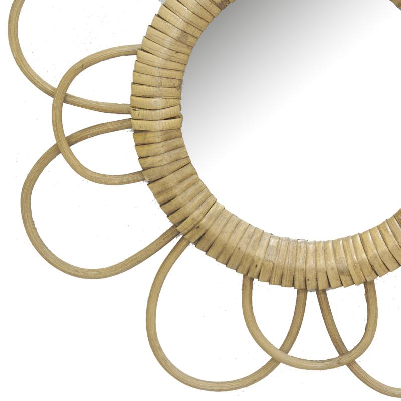 Miroir en rotin fleur 31 cm