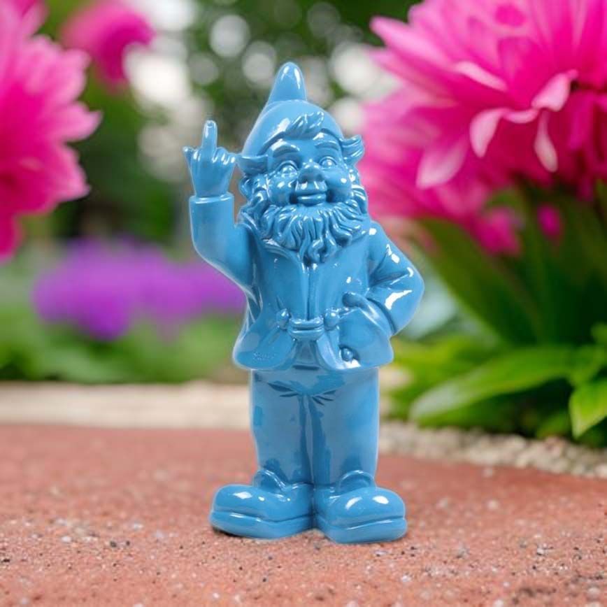 Nain de jardin en résine f*ck 16 x 12 x 32 cm (bleu)
