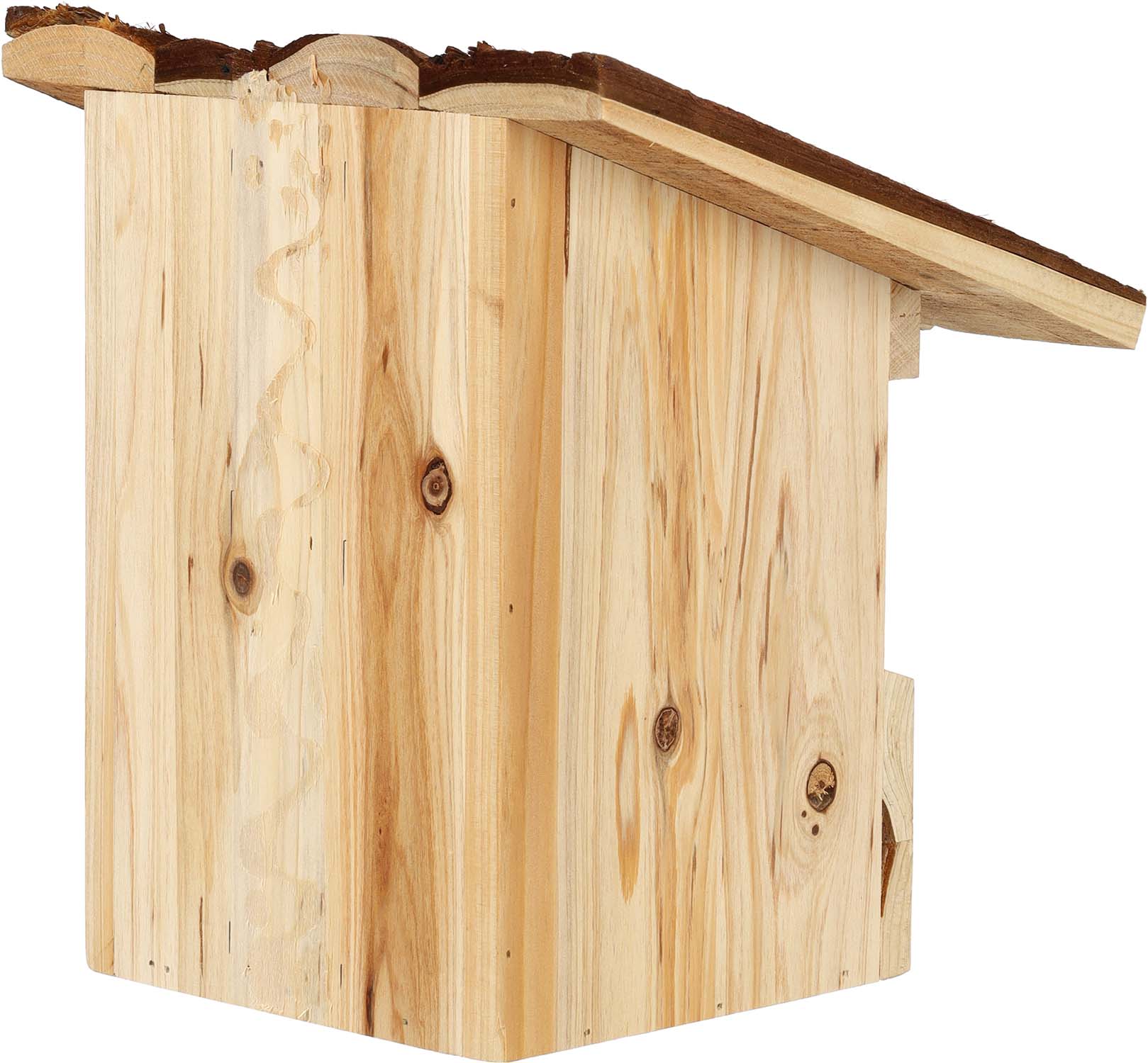 Nichoir pour oiseaux avec toît en écorce (rouge gorge)