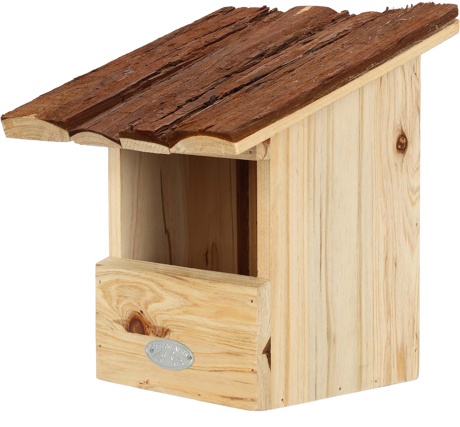 Nichoir pour oiseaux avec toît en écorce (rouge gorge)