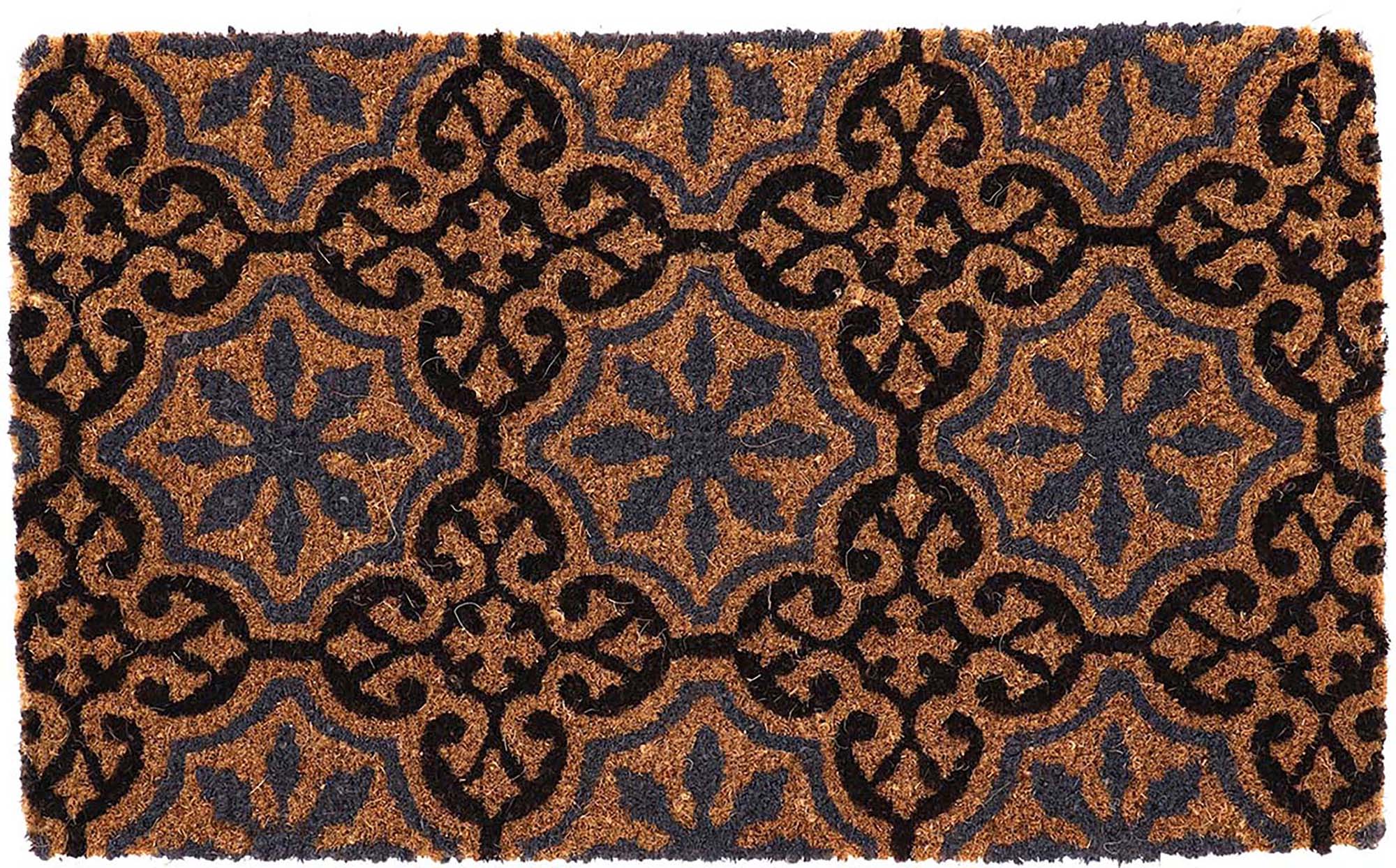 Paillasson en fibres de coco à motifs 75 x 45 cm (rosettes)