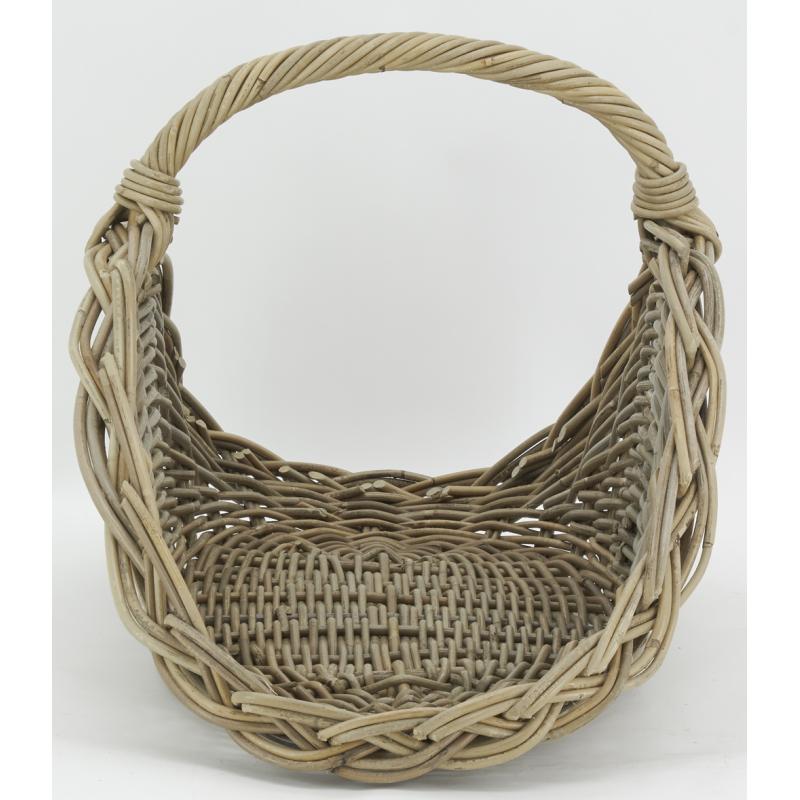 Panier à bûches en poelet (oval gris)
