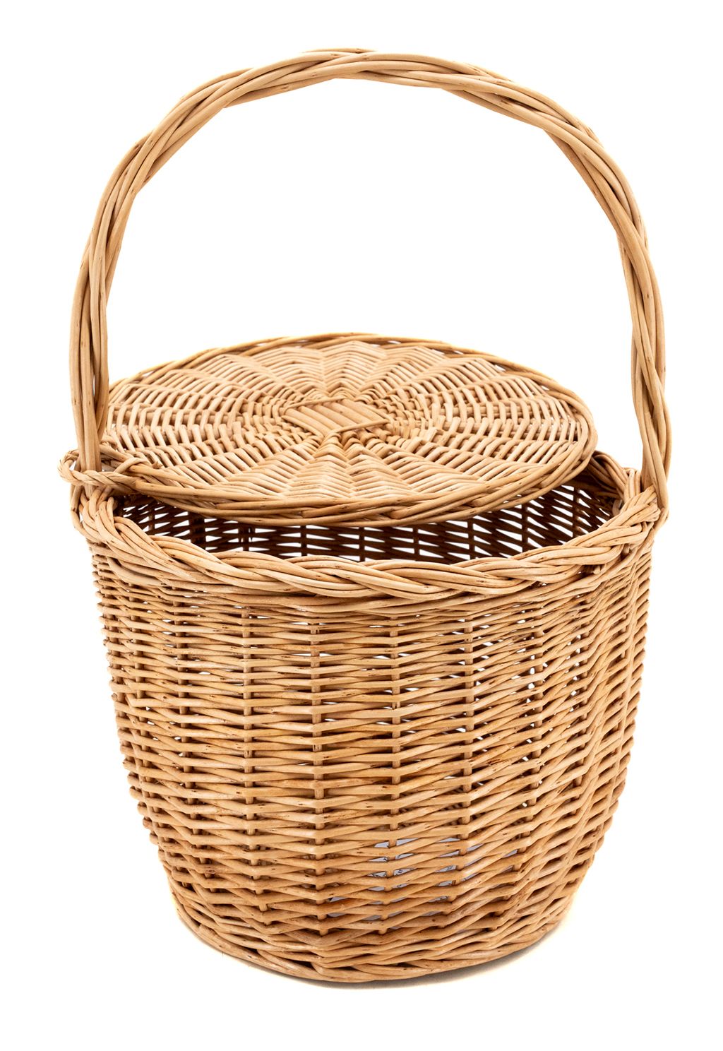 Panier à couvercle pivotant en osier clair