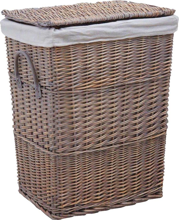 Panier à linge en osier doublé (grisé)