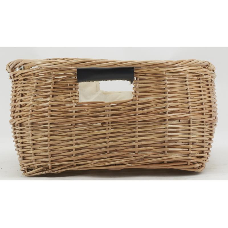 Grand panier rectangulaire en osier et coton