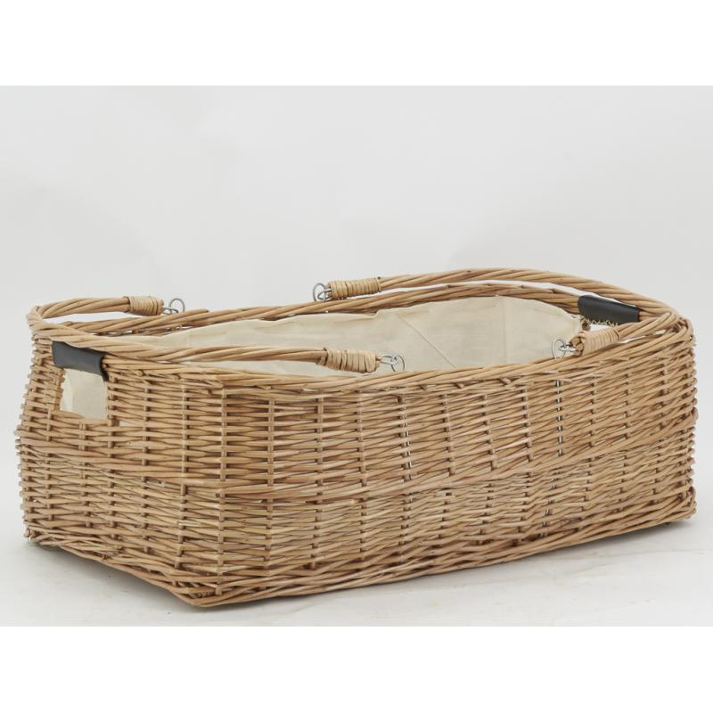 Grand panier rectangulaire en osier et coton