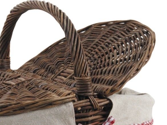 Panier en osier brut "vintage chic" (panier avec couvercles)