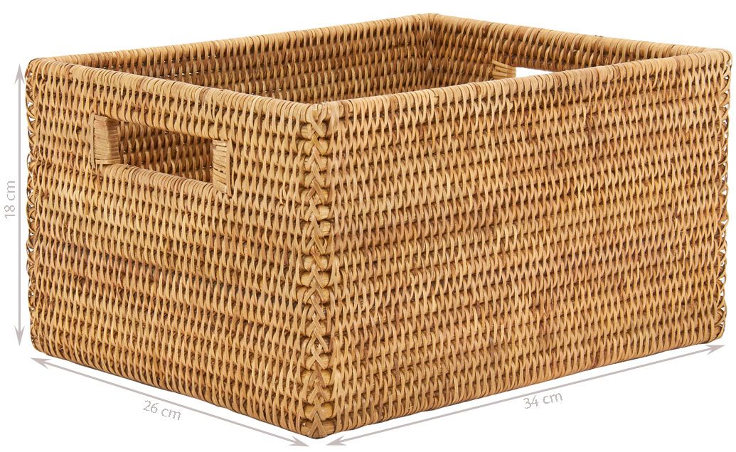Panier de rangement en rotin naturel (34 x 26 x 18 cm)