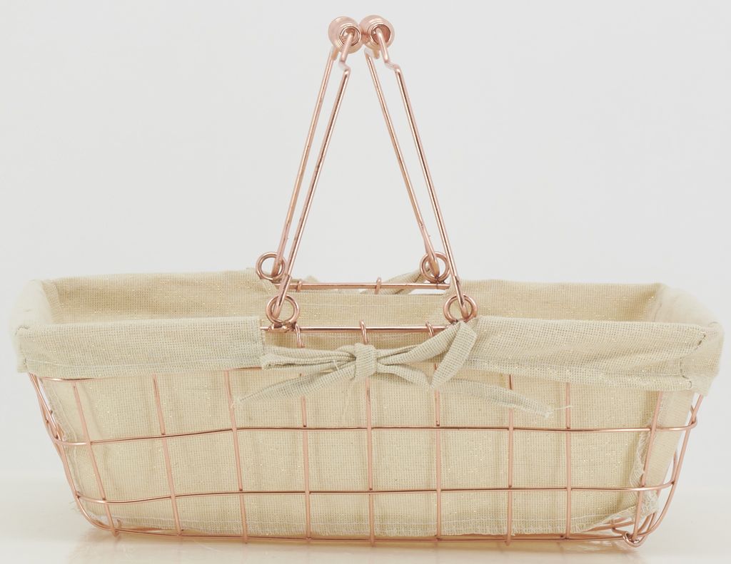 Panier rectangulaire en métal cuivré "élégance cuivrée"