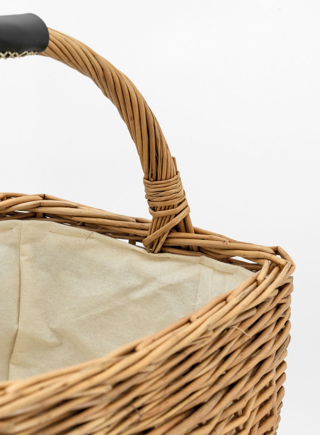 Panier rectangulaire en osier et coton