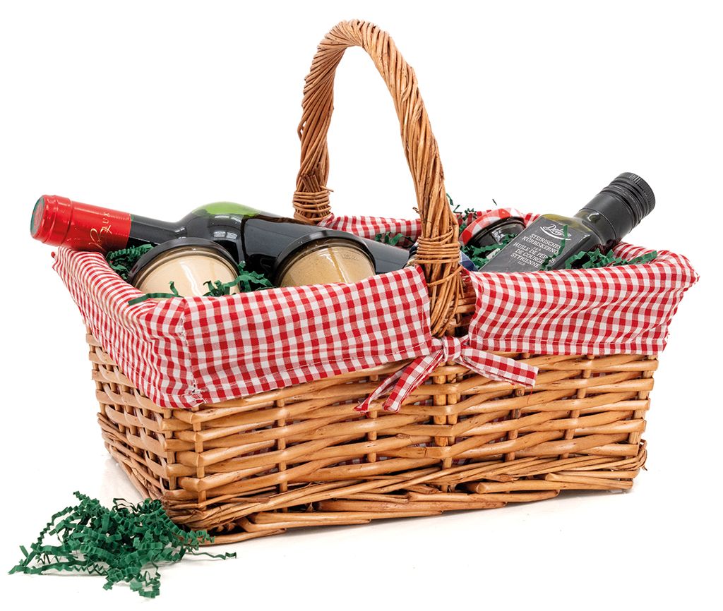 Panier rectangulaire en osier fendu "campagne chic"