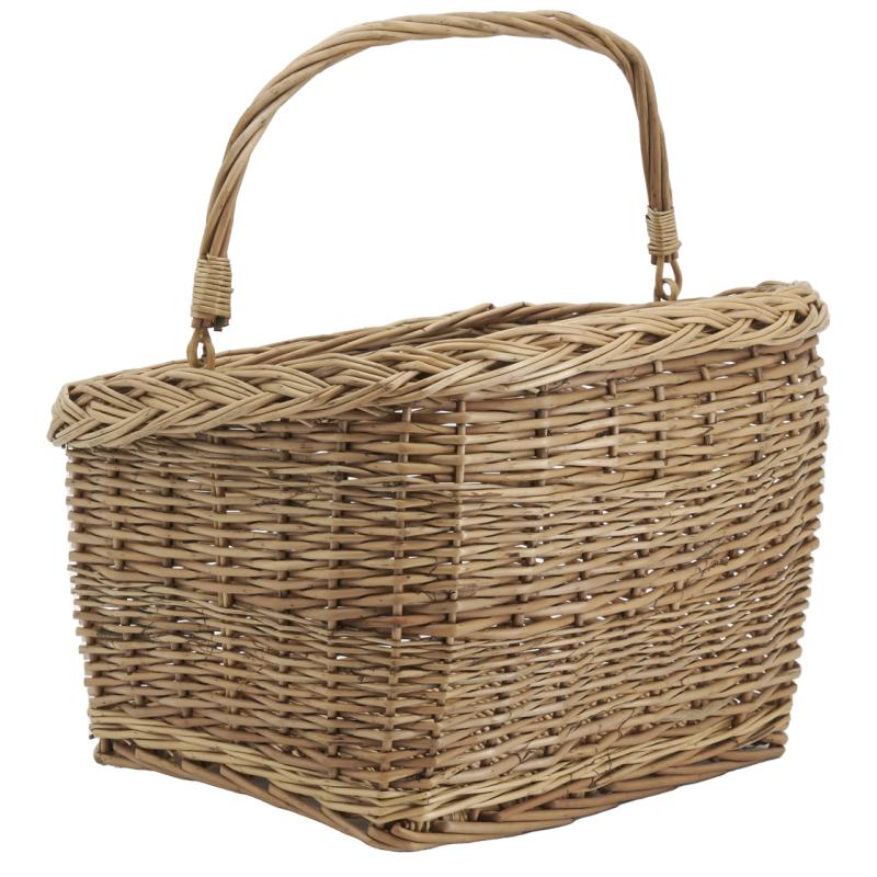 Panier pour vélo en osier buff et métal