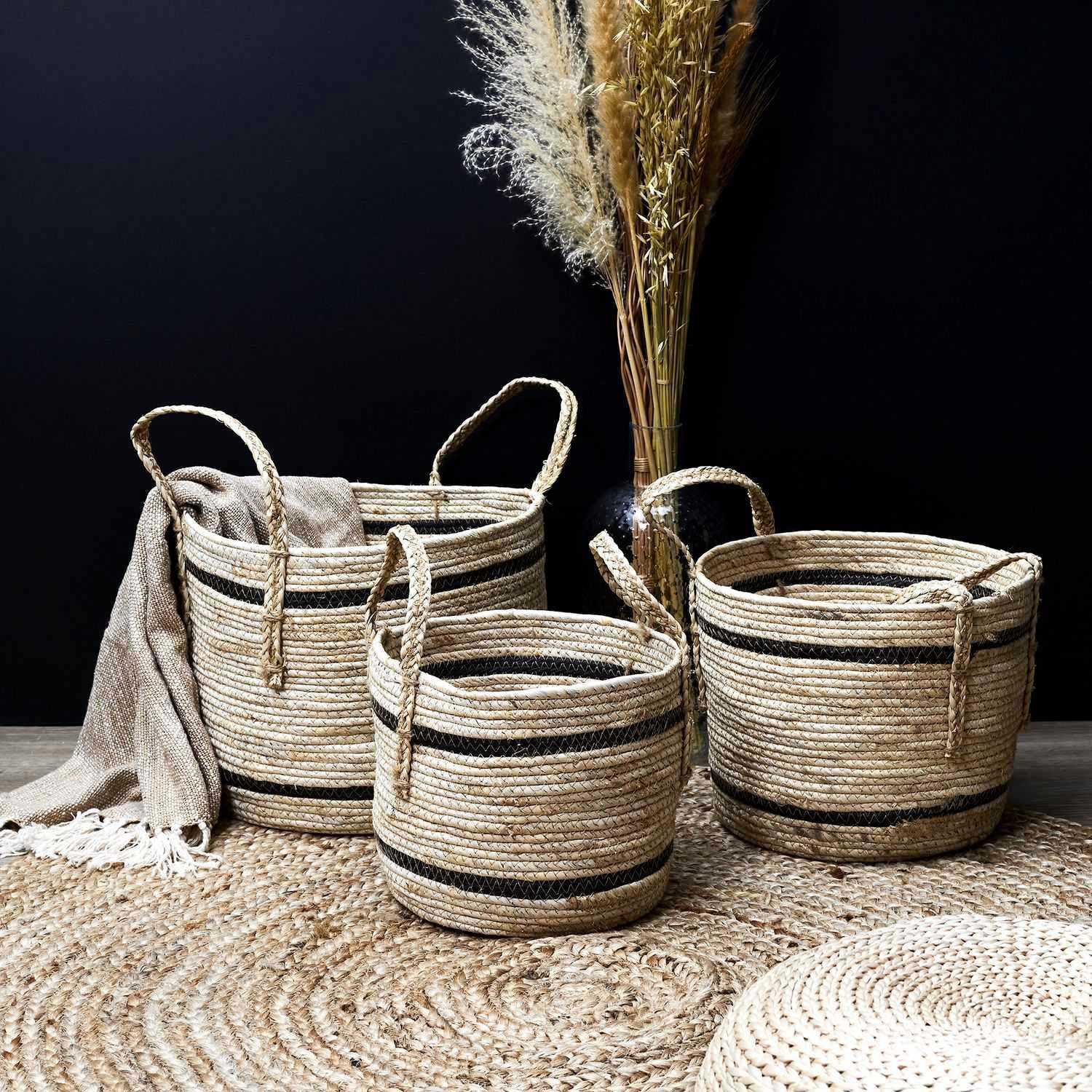 Paniers bicolores en fibre de mais (lot de 3)