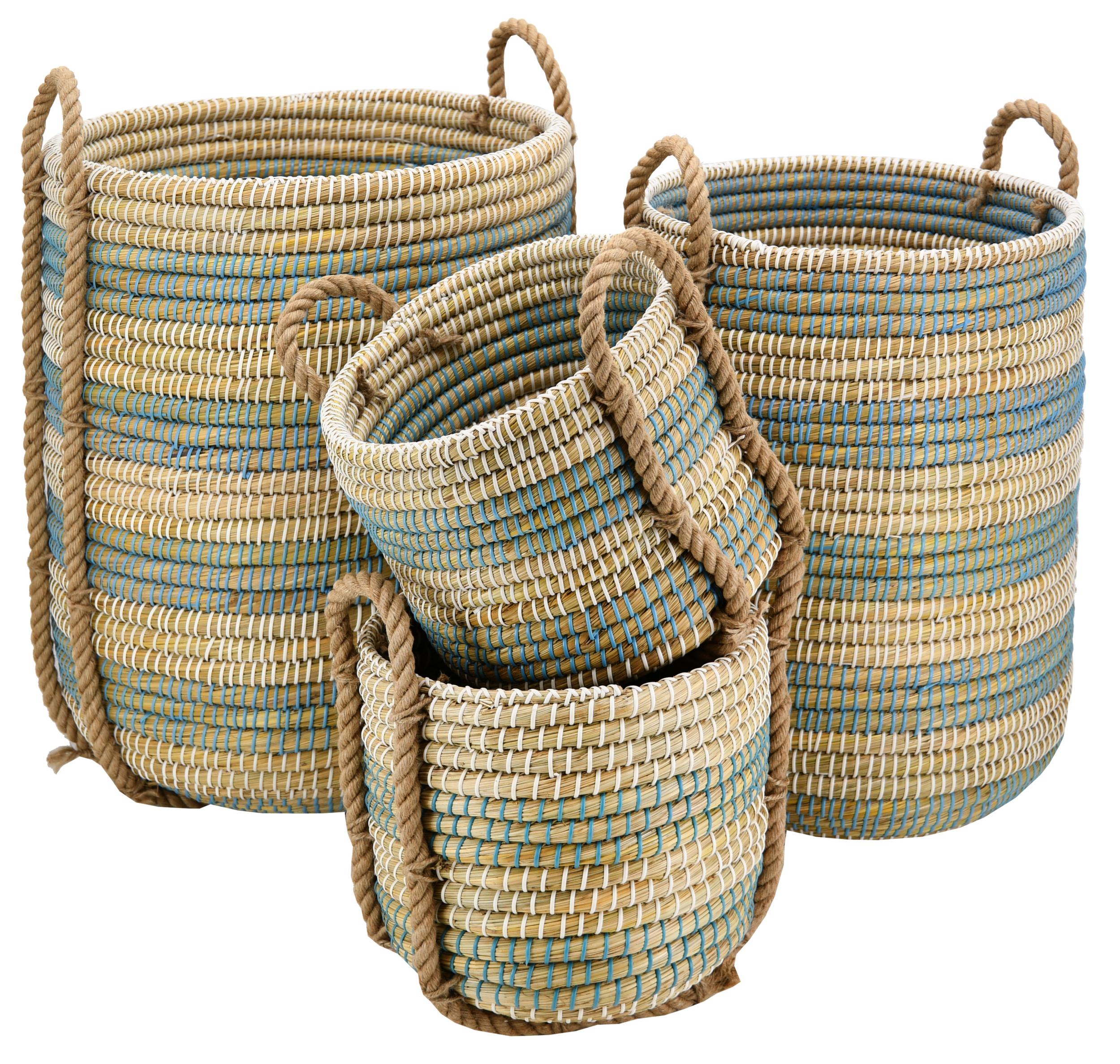 Cache-pots en jonc naturel et corde - AUBRY GASPARD | Jardindeco