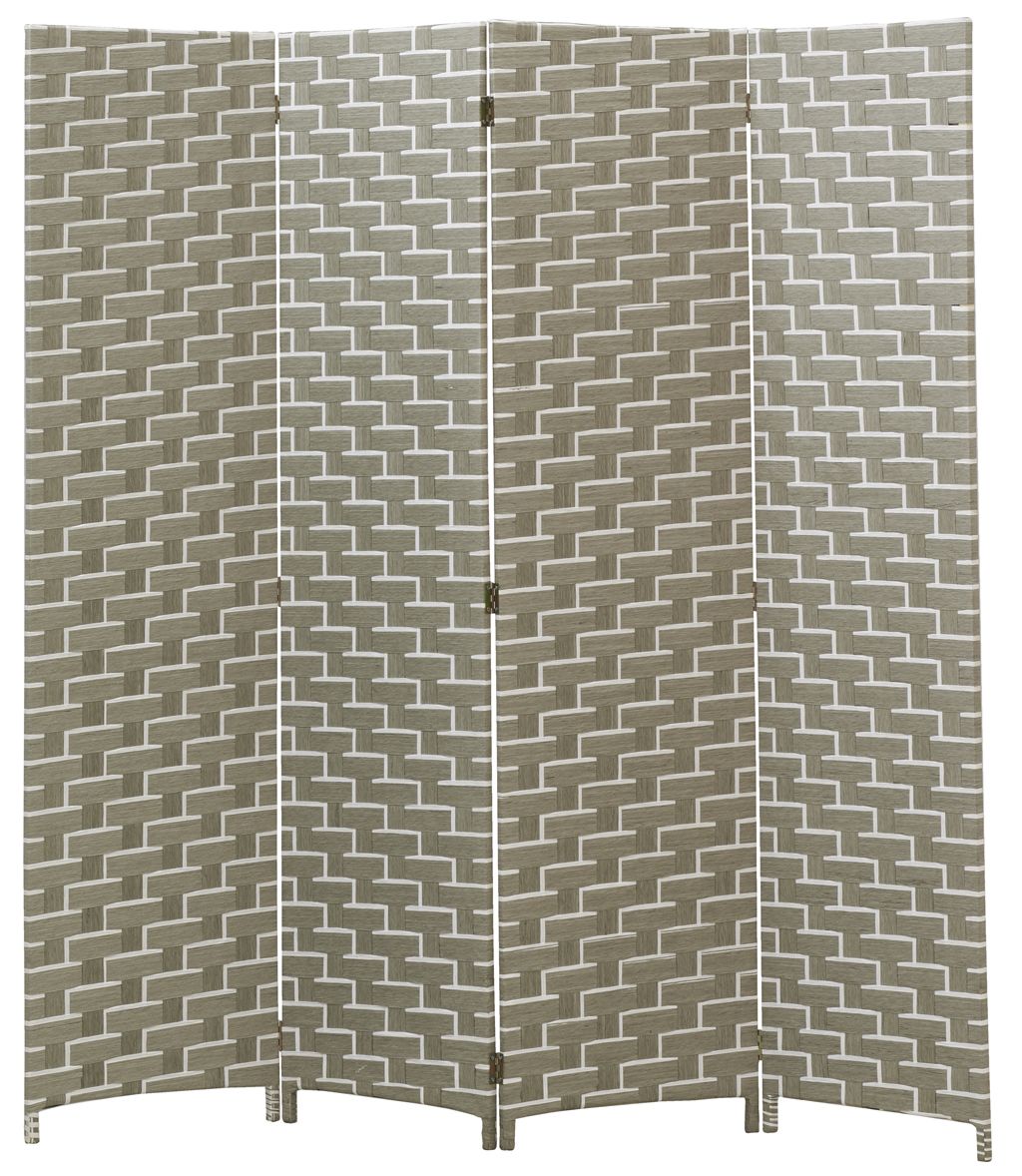 Paravent en nylon blanc et gris clair (4 panneaux)