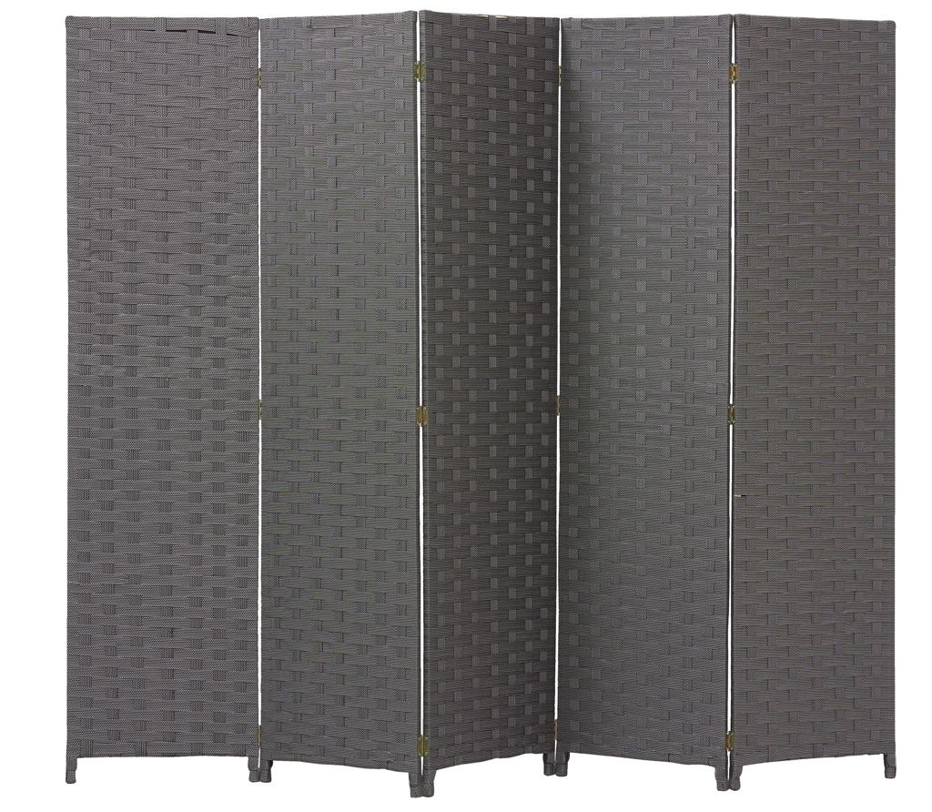 Paravent 5 panneaux en nylon noir