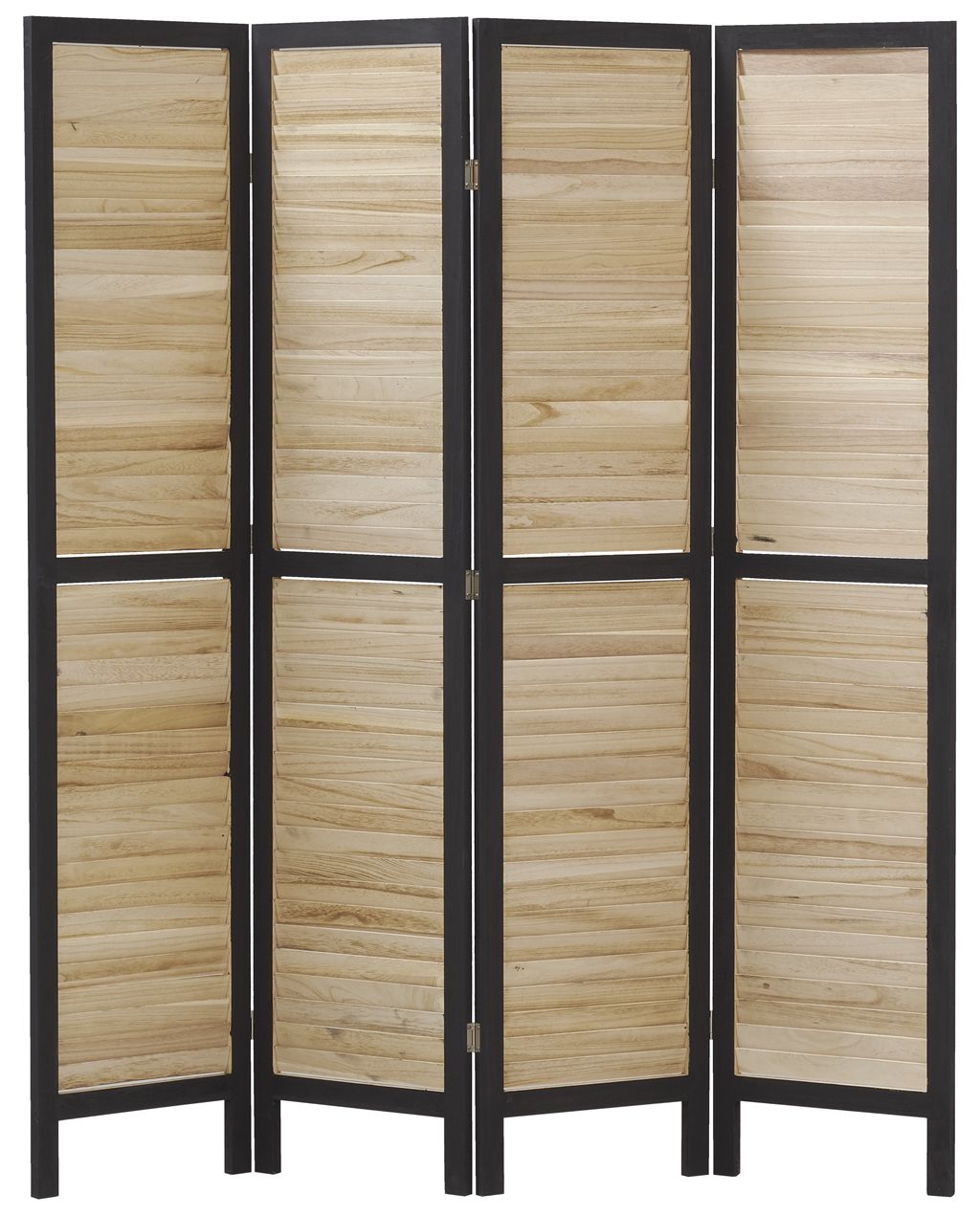 Paravent en bois naturel et noir (4 panneaux)