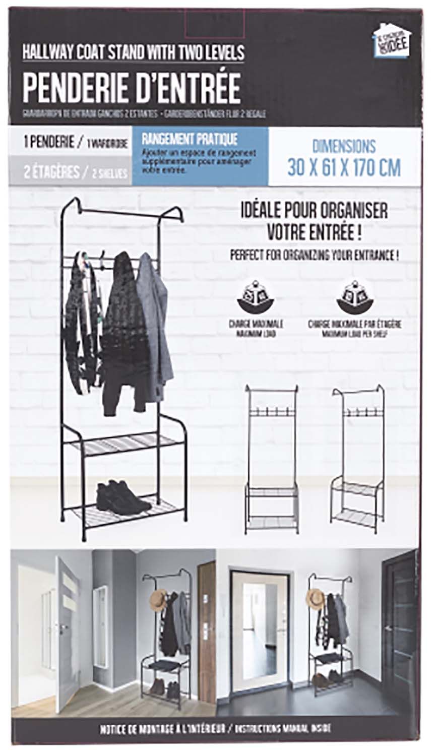 Penderie en métal avec crochers et étagères