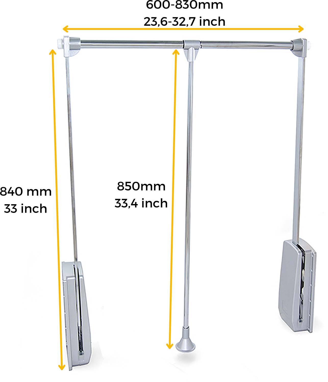Penderie rabattable gris pierre pour armoire hang (largeur télescopique ...