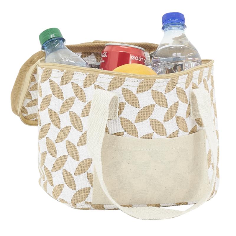 Sac lunch isotherme en jute (feuille 20x15x15)