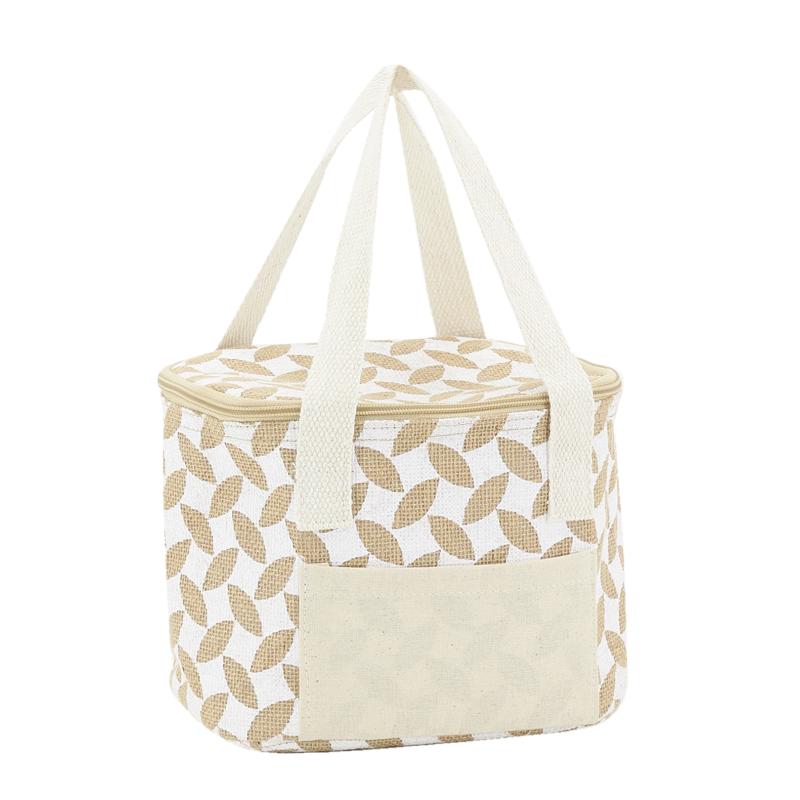 Sac lunch isotherme en jute (feuille 20x15x15)