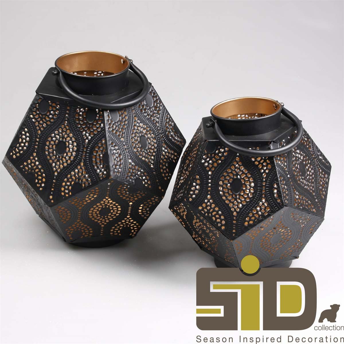 Photophore en métal ajouré hurricane (30 cm)