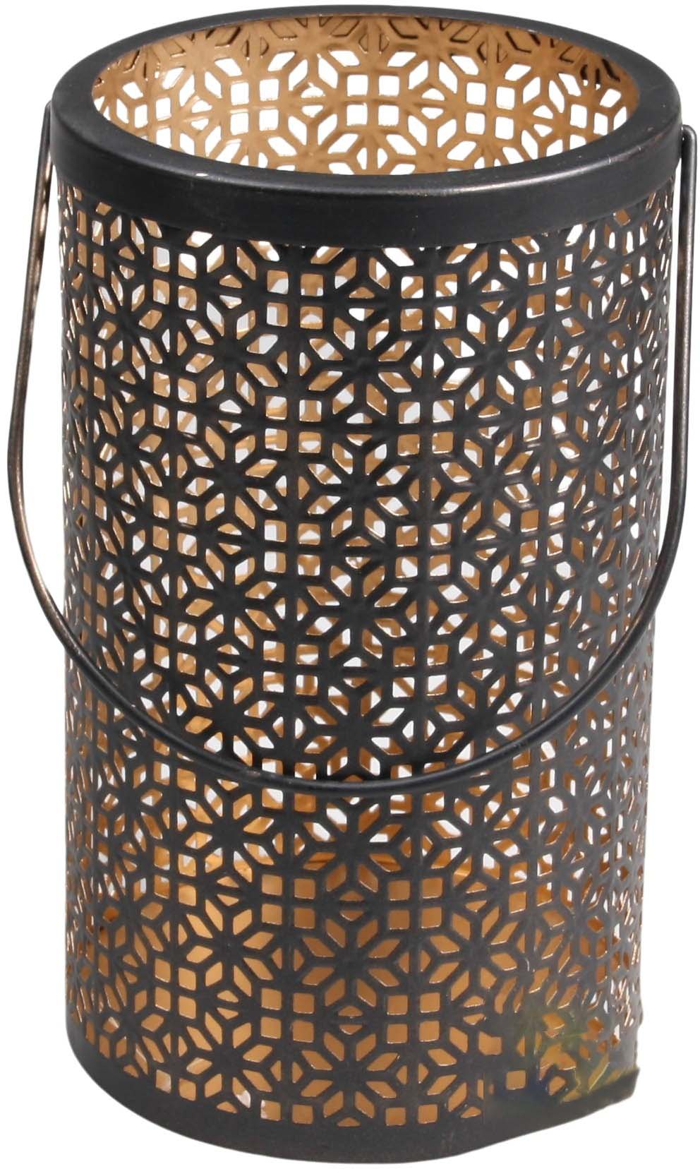 Photophore en métal ajouré hurricane (15 x 22 cm)