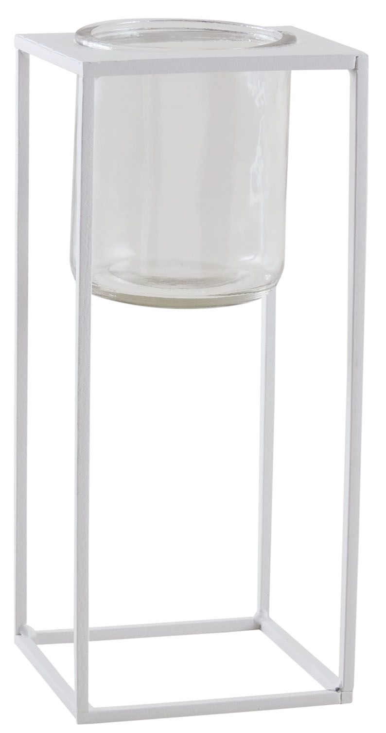 Photophore en métal blanc (grand modèle)