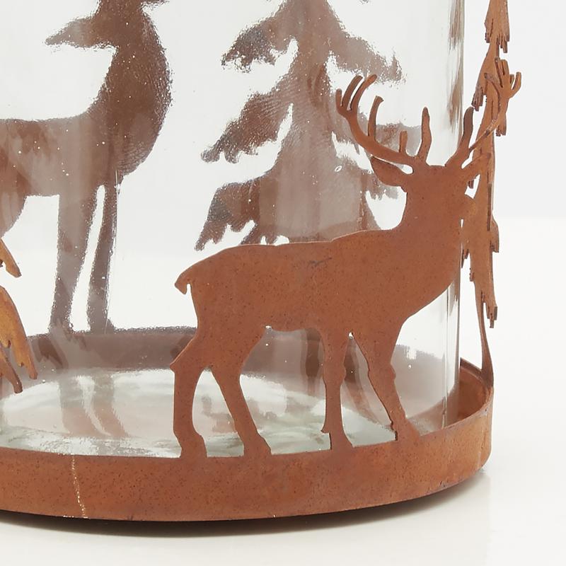 Photophore en métal effet rouillé cerf (lot de 6)