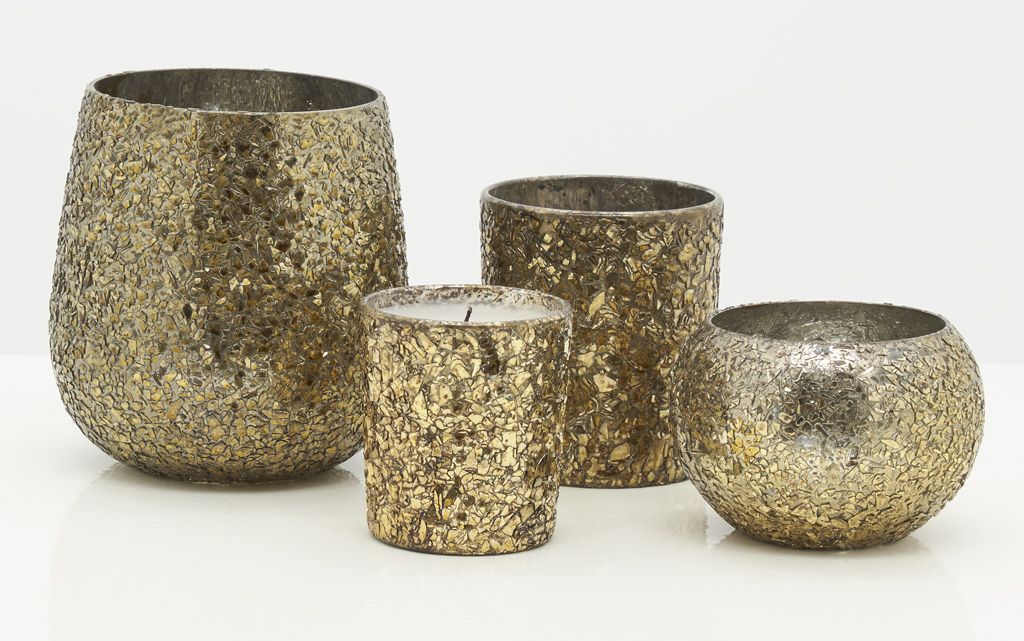 Photophore ronds en verre doré