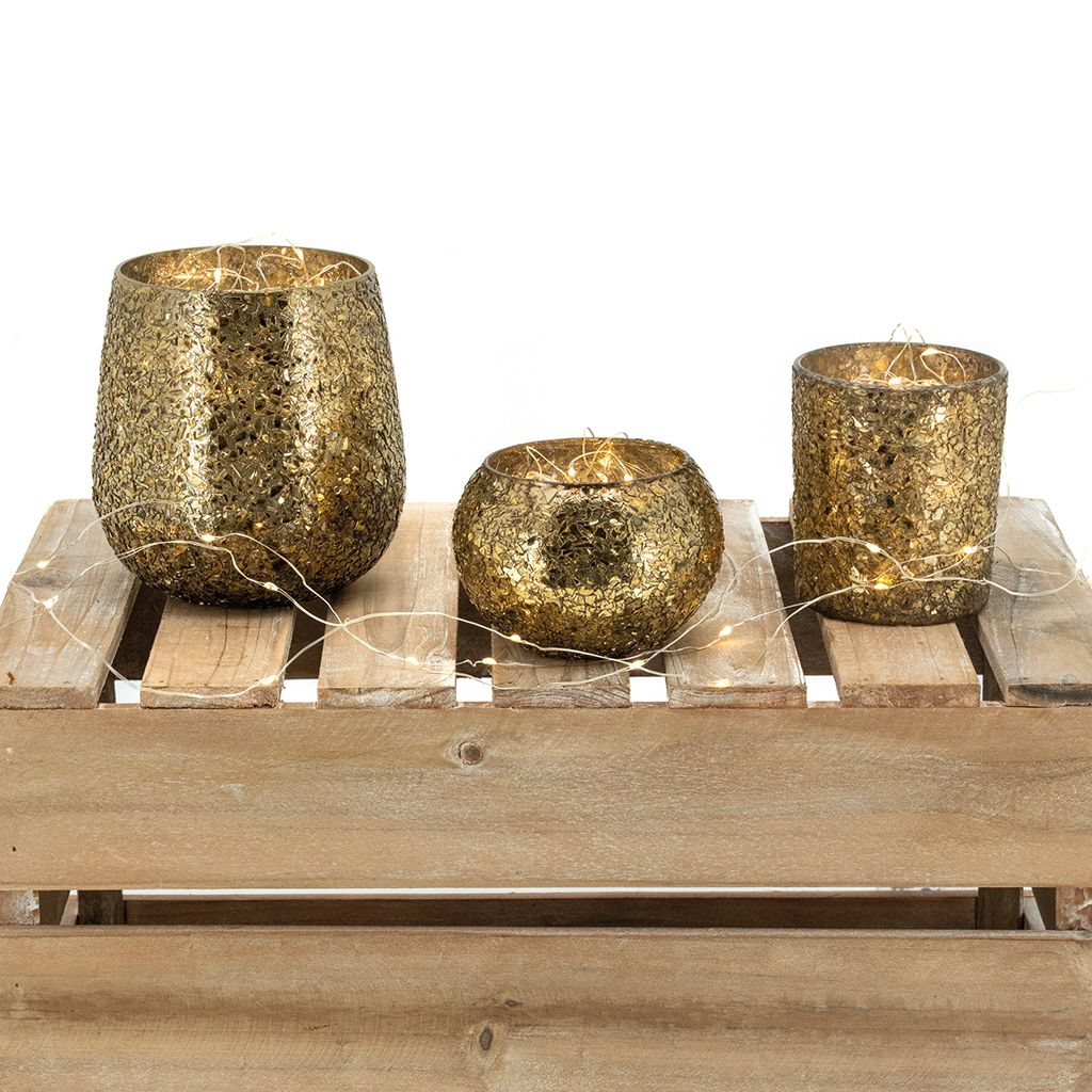 Photophore ronds en verre doré