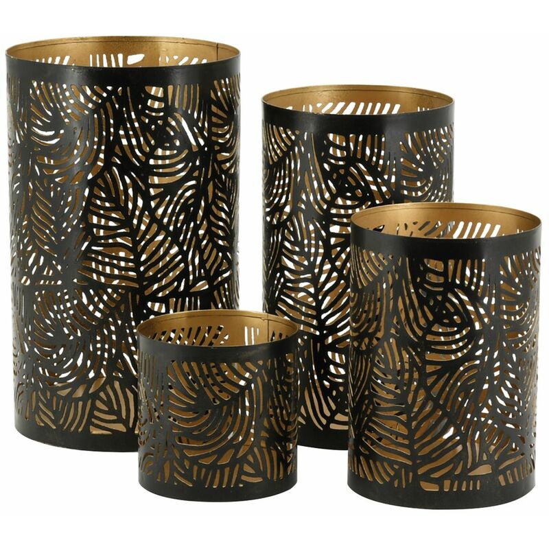 Photophores en métal feuillage (lot de 4)