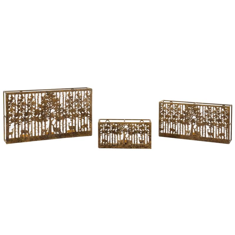 Photophores en métal cerf rectangulaires (doré antique)