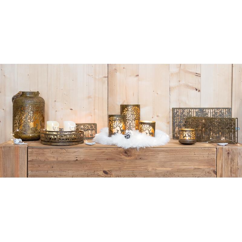 Photophores en métal cerf rectangulaires (doré antique)