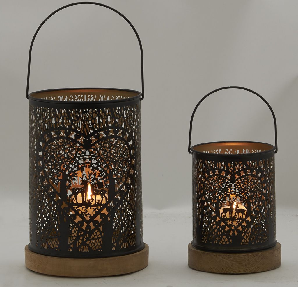 Photophores en métal laqué noir