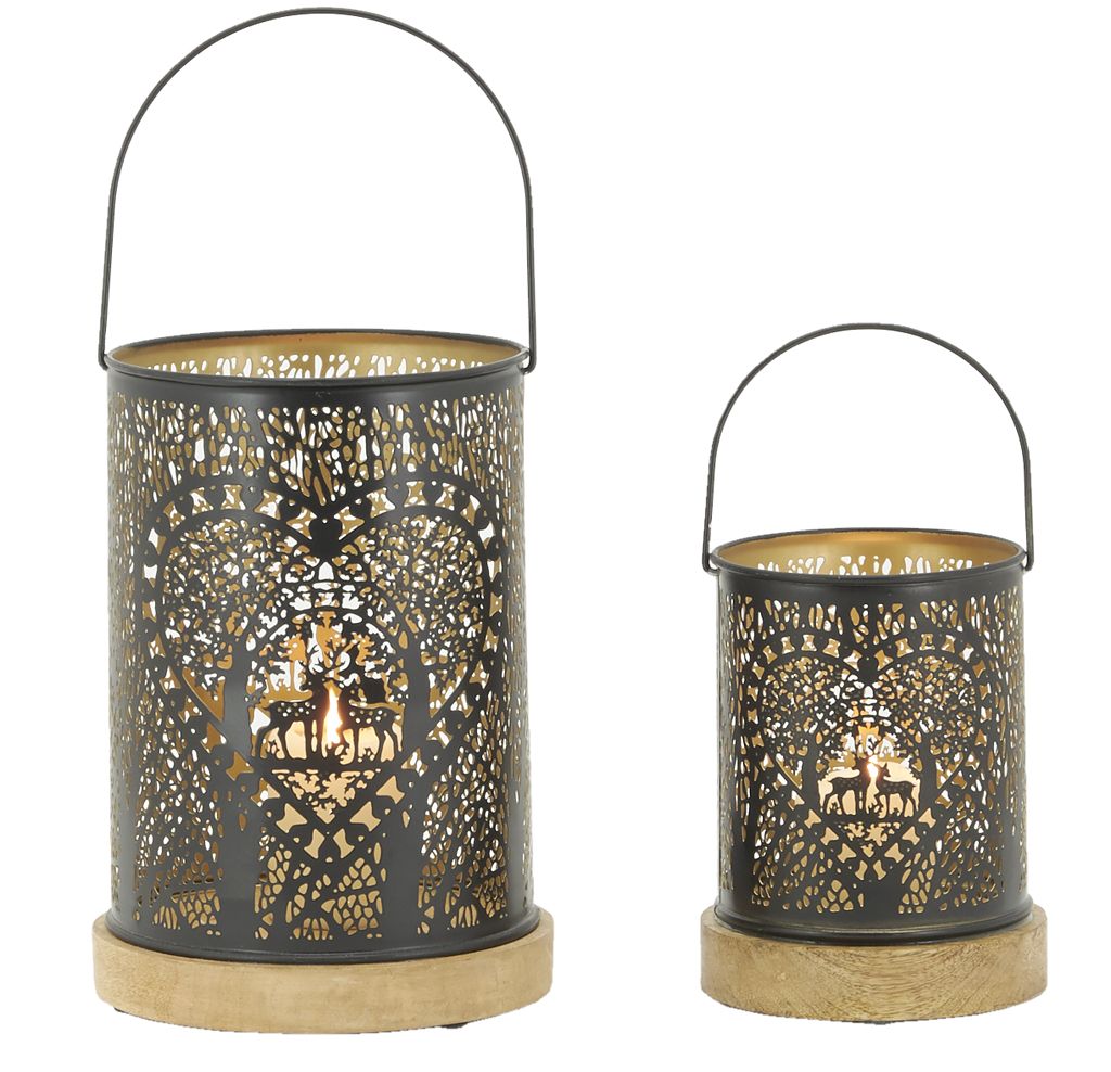 Photophores en métal laqué noir