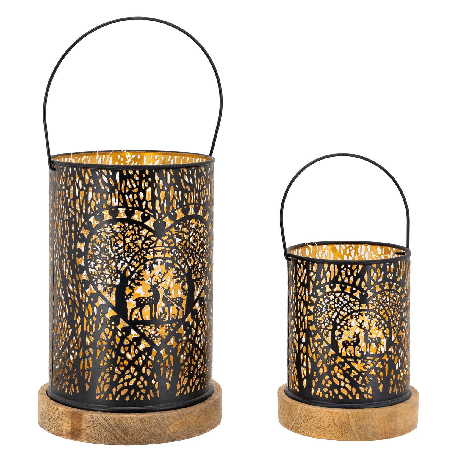 Photophores en métal laqué noir