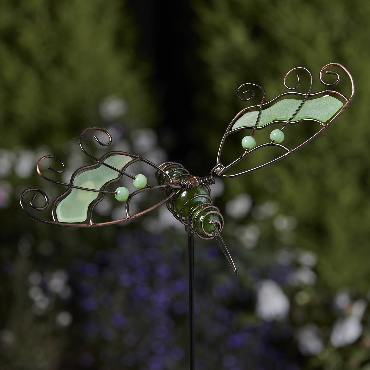 Pic de jardin à planter papillon phosporescent (ailes spirales)