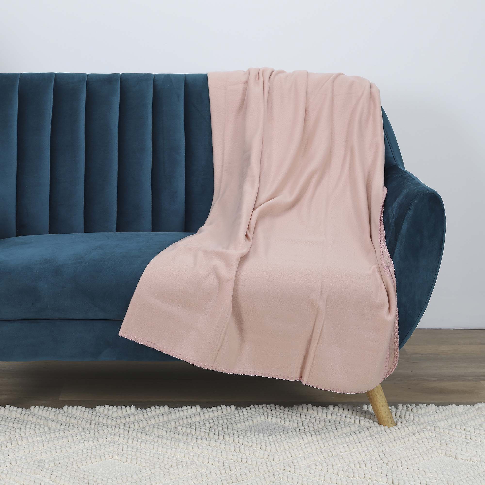 Plaid polaire uni rose 125 x 150 cm