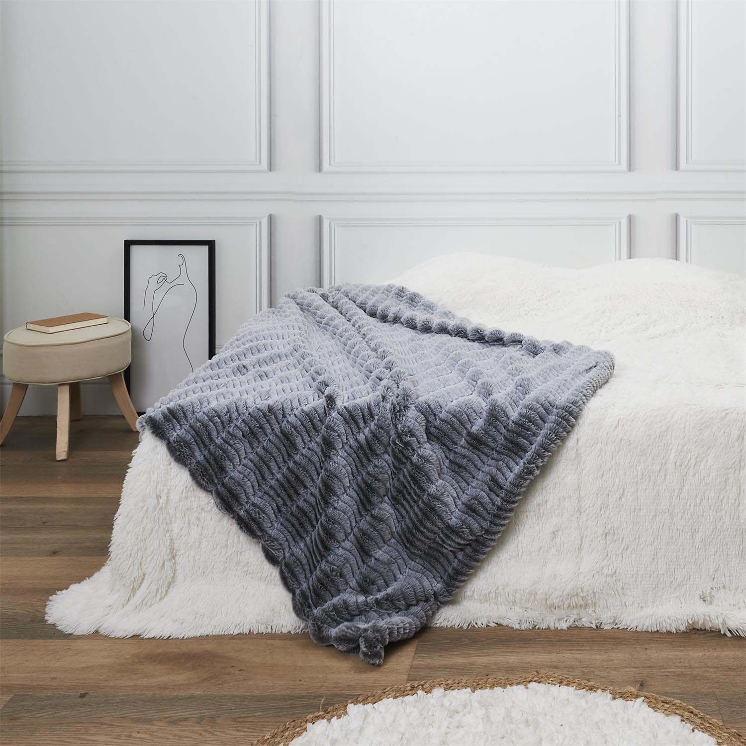 Plaid en polyester imitation fourrure opulence 120 x 150 cm