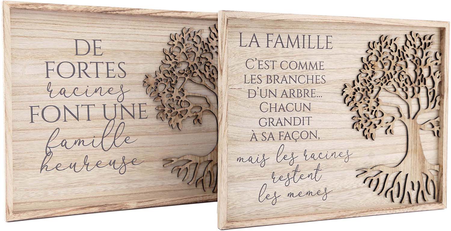 Plaque décorative en bois de paulownia citation 40 x 30 cm