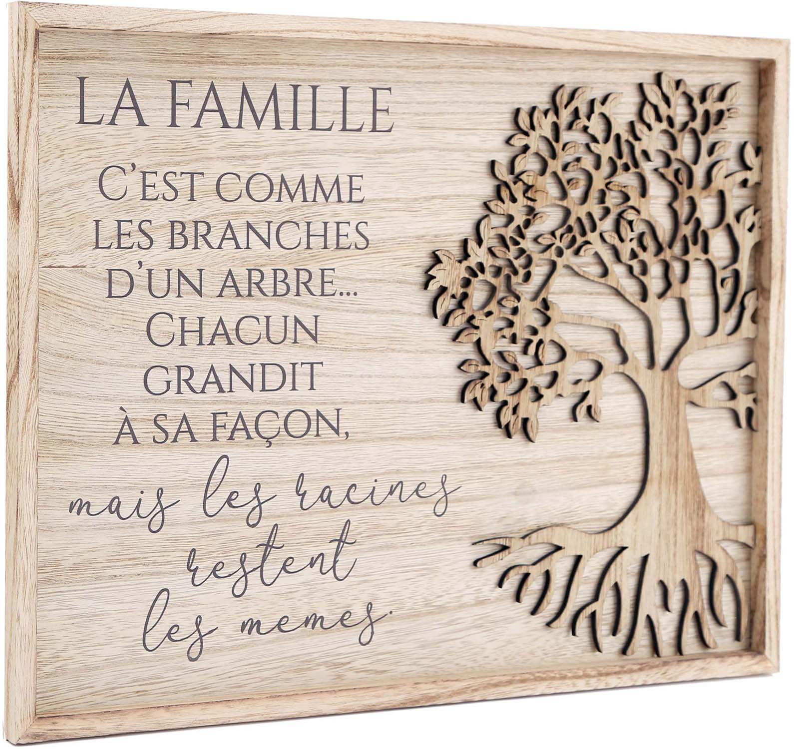 Plaque décorative en bois de paulownia citation 40 x 30 cm
