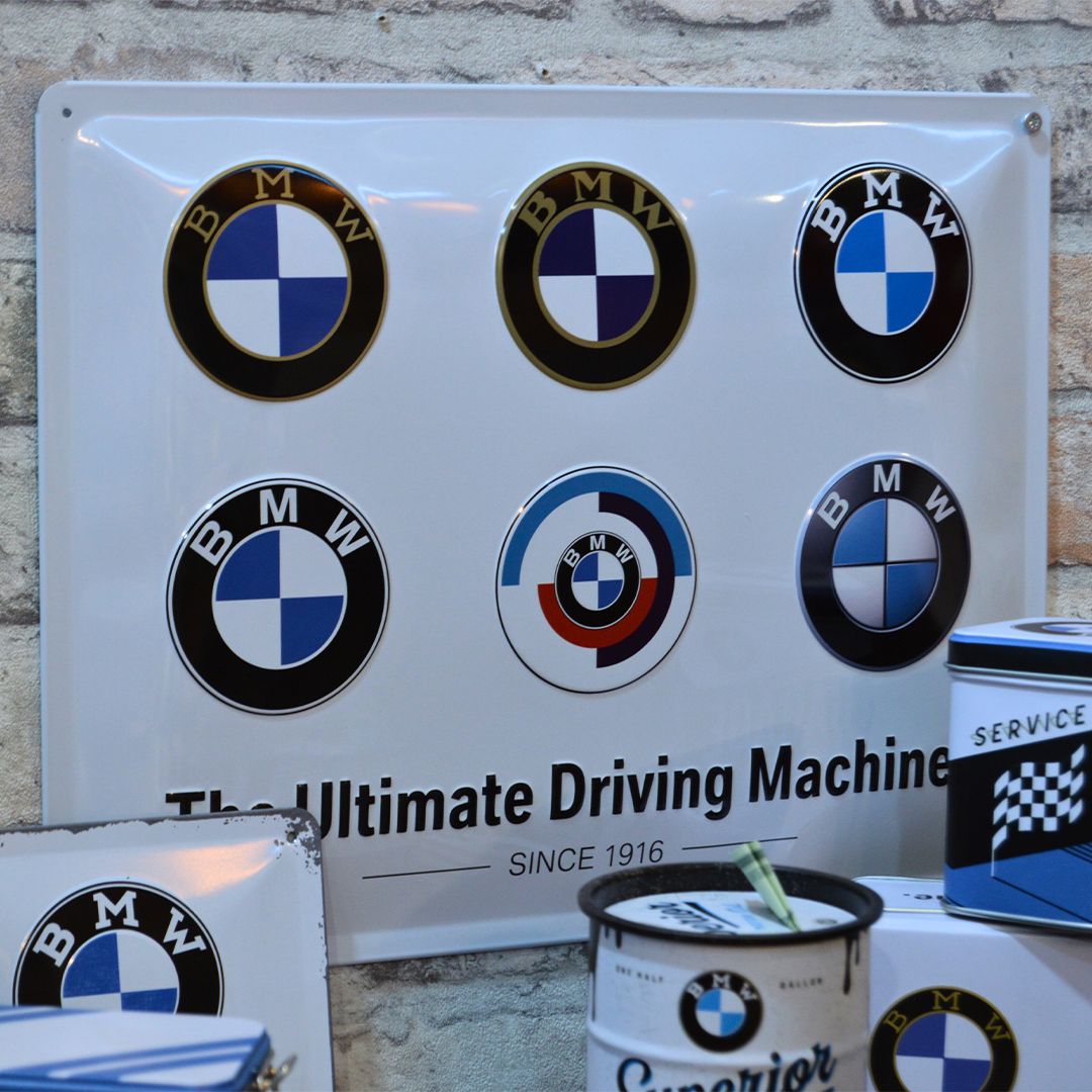 Plaque décorative en métal en relief 40 x 30 cm (bmw - logo evolution)