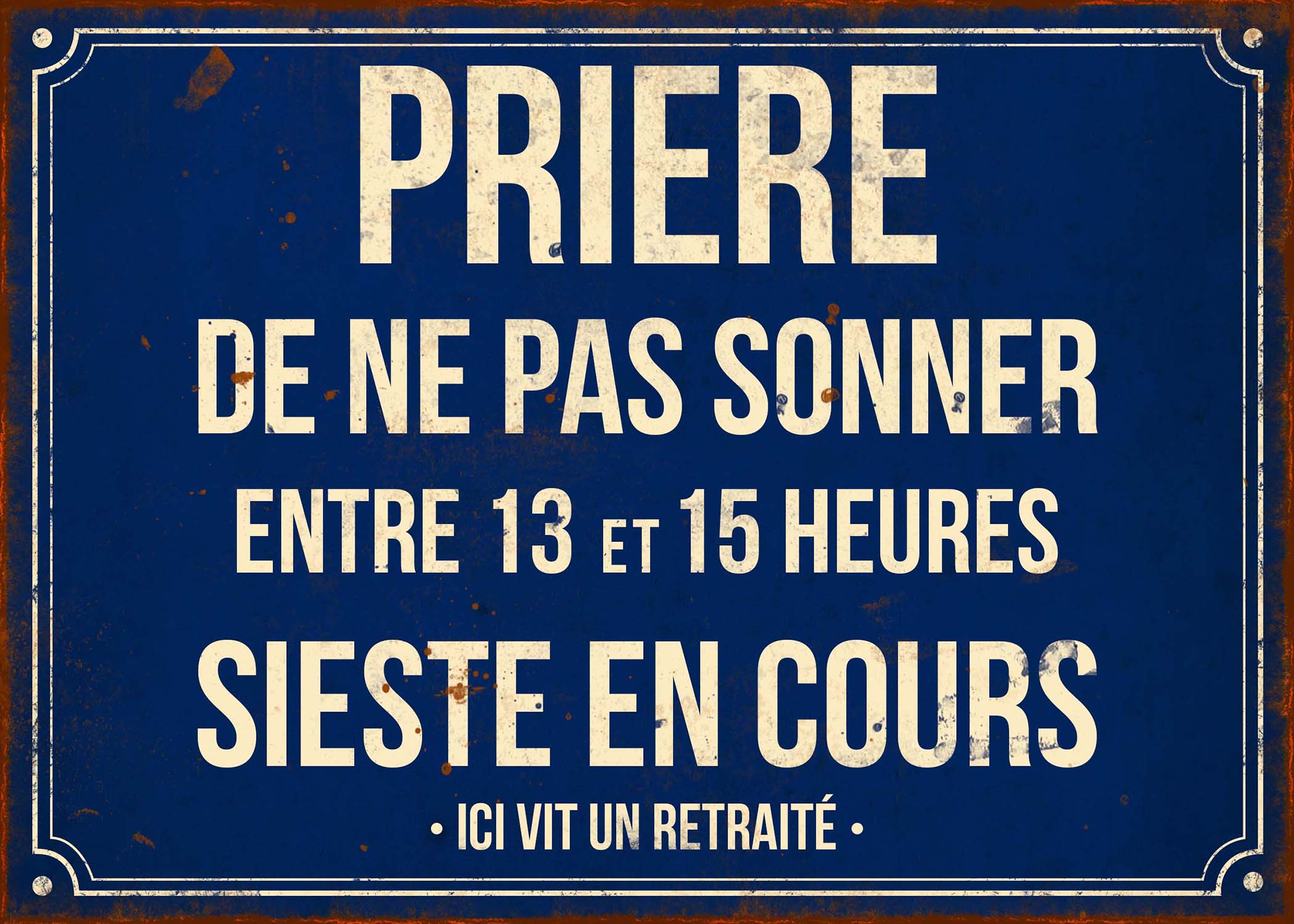 Plaque en métal humour 21 x 15 cm (prière de ne pas sonner…)