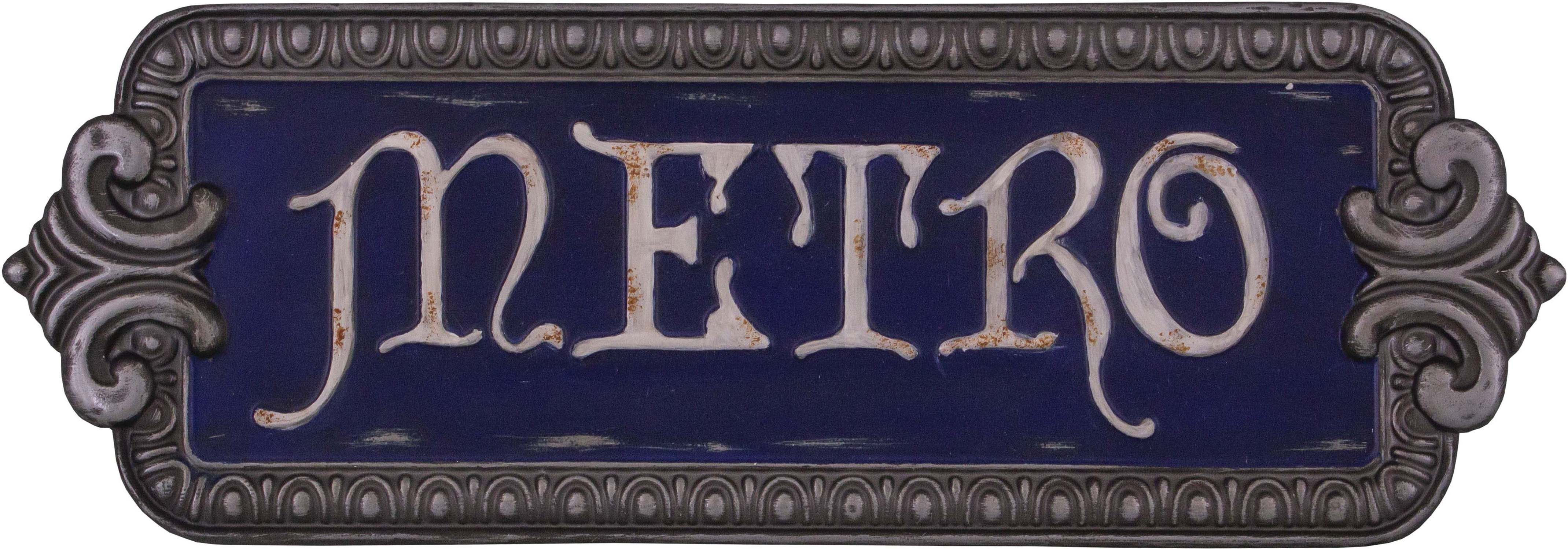 Plaque métallique découpée style rétro (métro)