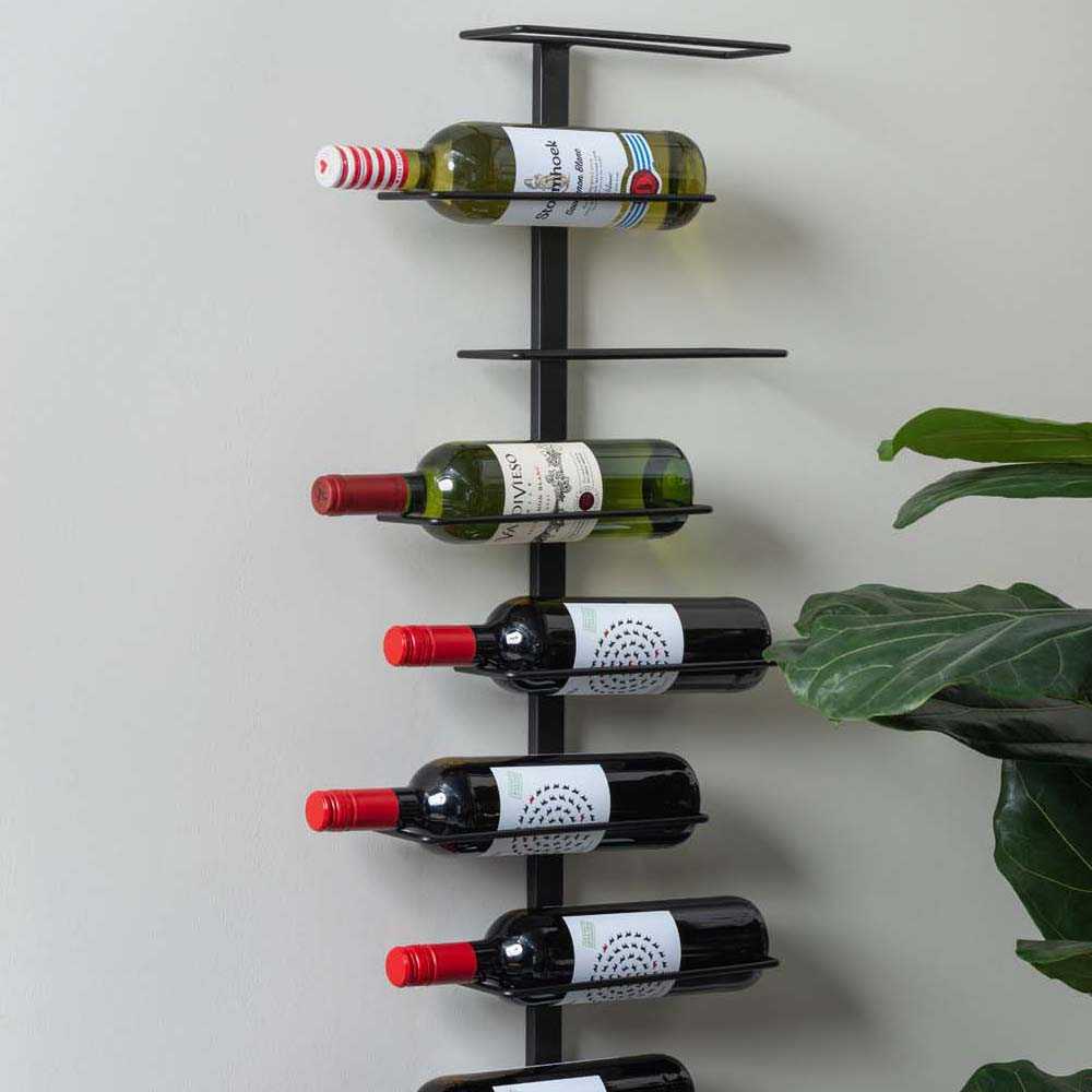 Porte bouteilles mural en métal float (noir)