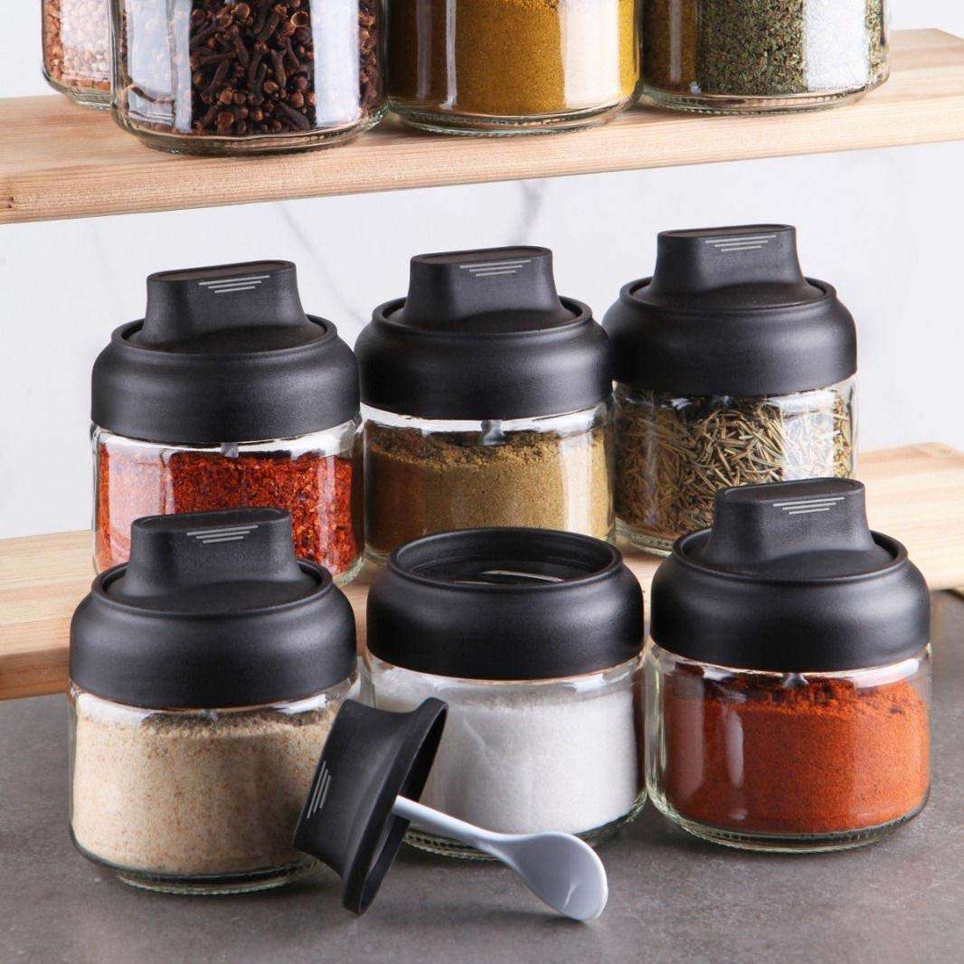 Pots à épices couvercle avec cuillères intégrées spice (lot de 12) (10 x 9.5 cm)