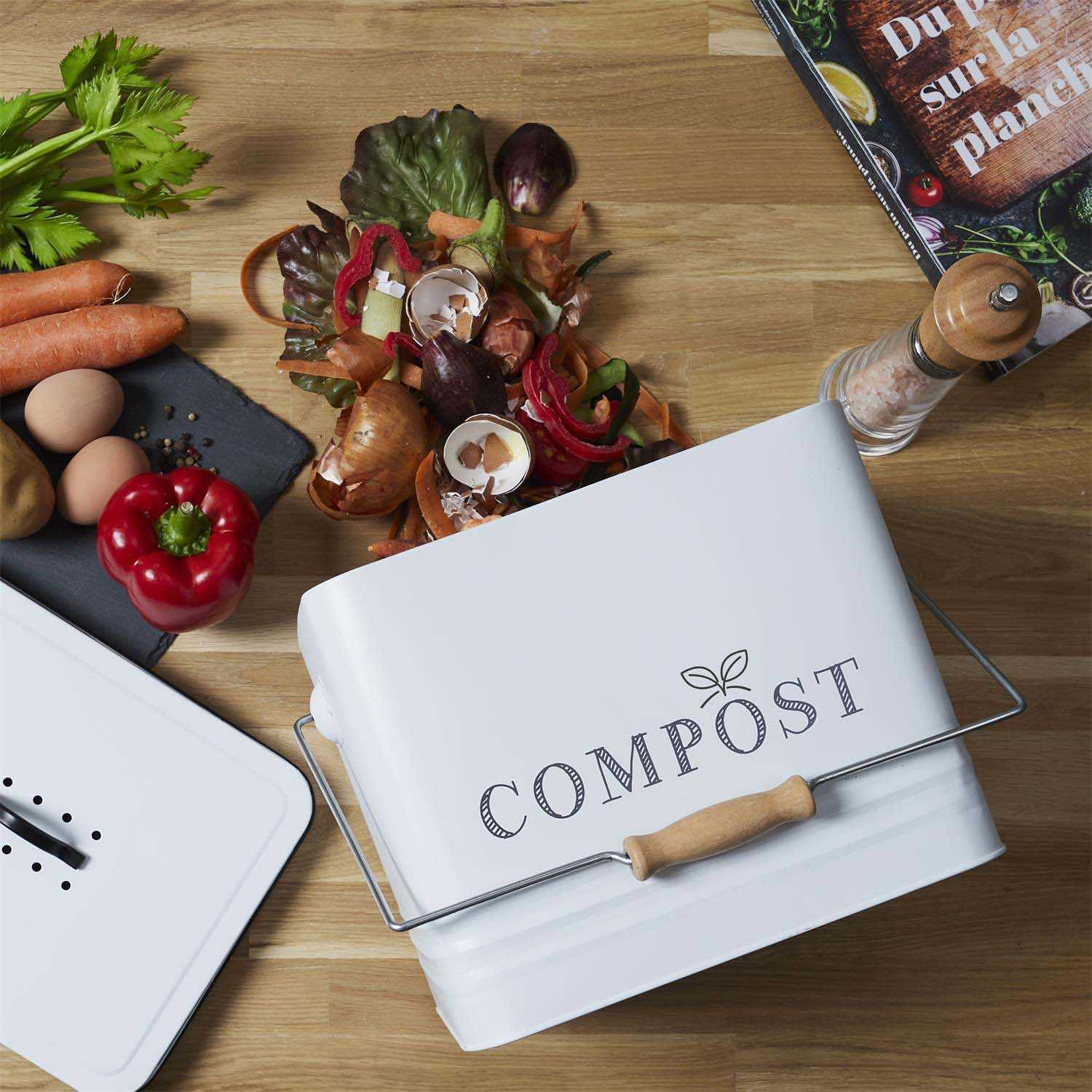 Poubelle de cuisine à compost vintage (10 litres )