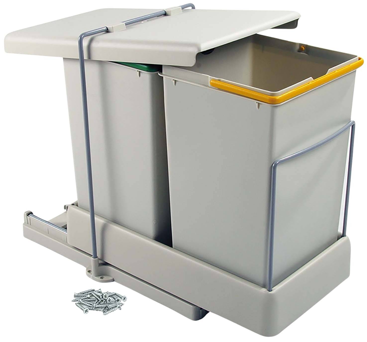 Poubelle de recyclage extraction automatique 2 conteneurs de 14 litres