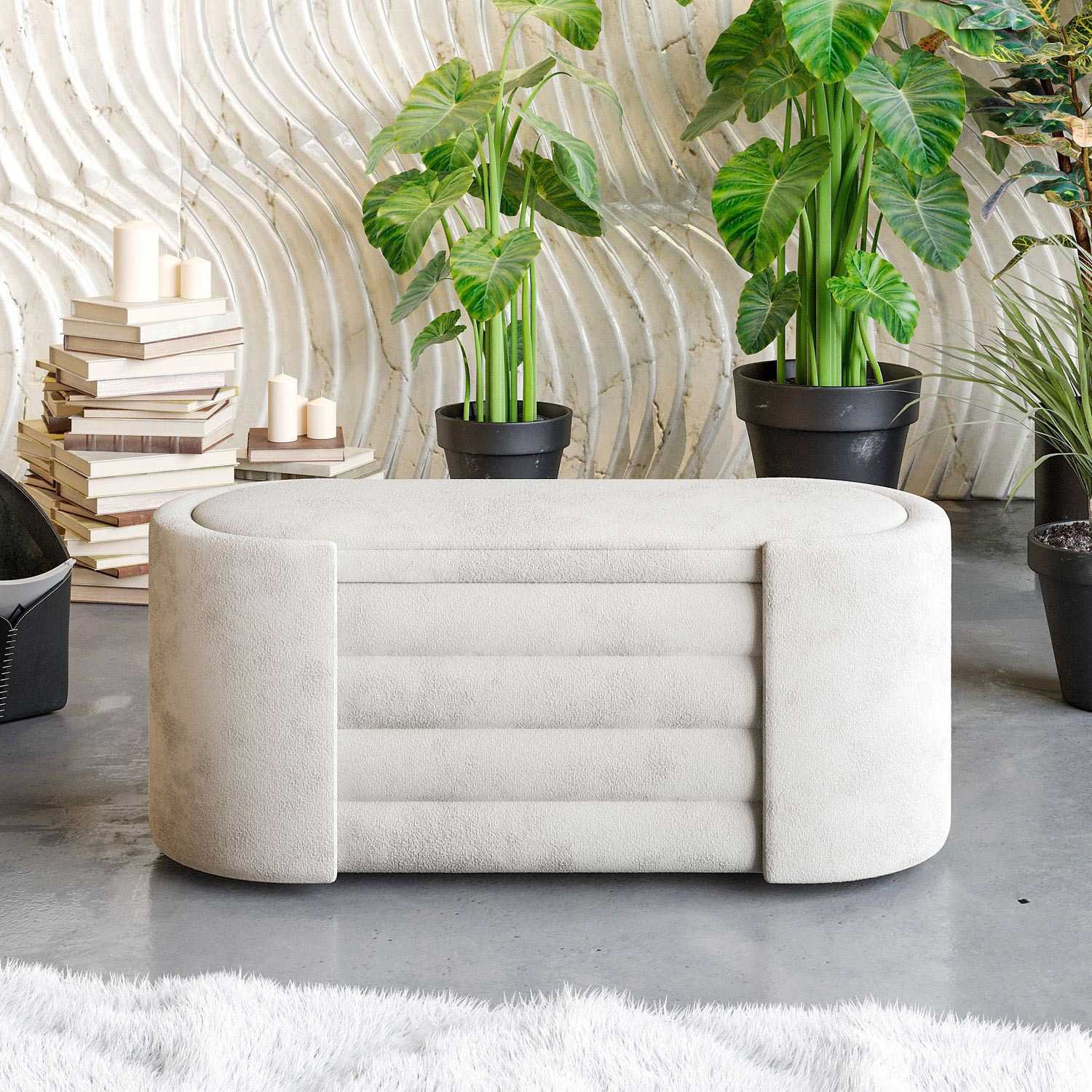 Pouf coffre de rangement rosa boxed